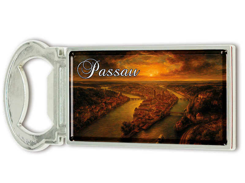 Souvenir Magnet Kapselheber aus Metall Passau 3x9cm